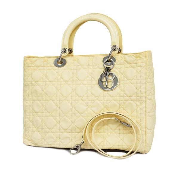 Dior | Bags | Auth Christian Dior 2way Bag Lady Dior Nylon Light Beige ...